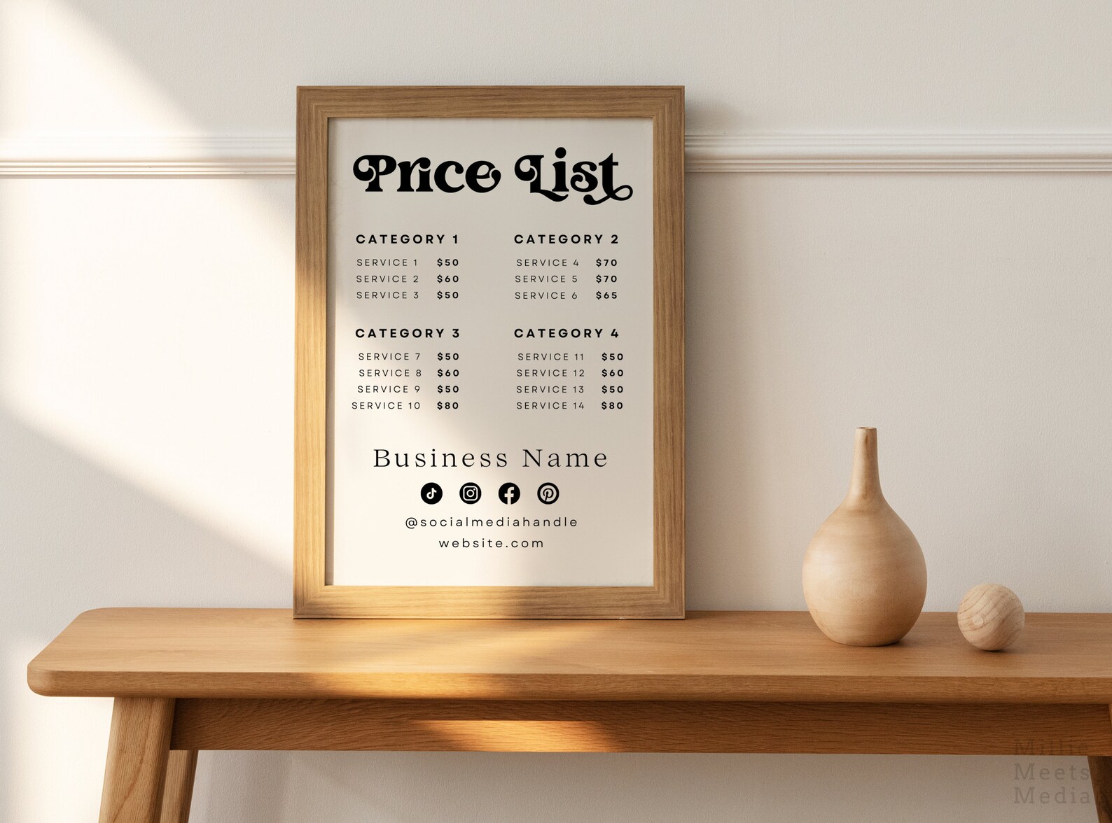 Retro Price List Template & Scan to Pay Sign, QR Code Sign, Editable ...