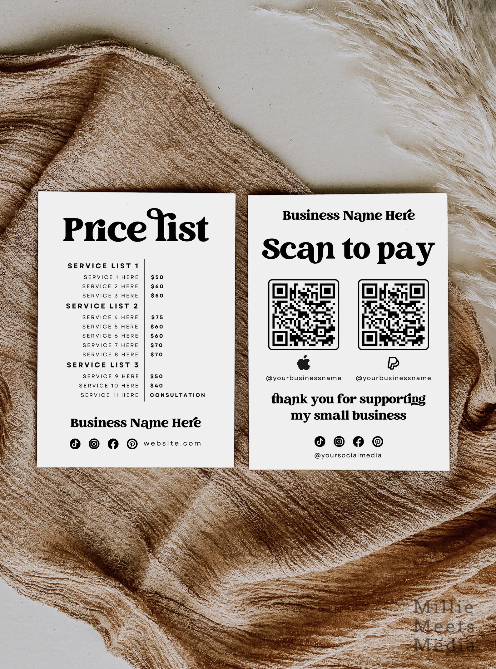 Scan to Pay Black Editable Template/scan and Pay Sign/printable QR Code ...