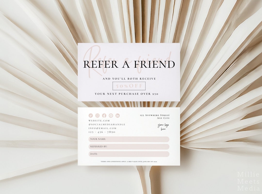 Modern Refer A Friend Card Canva Template | Discount Card | Editable ...
