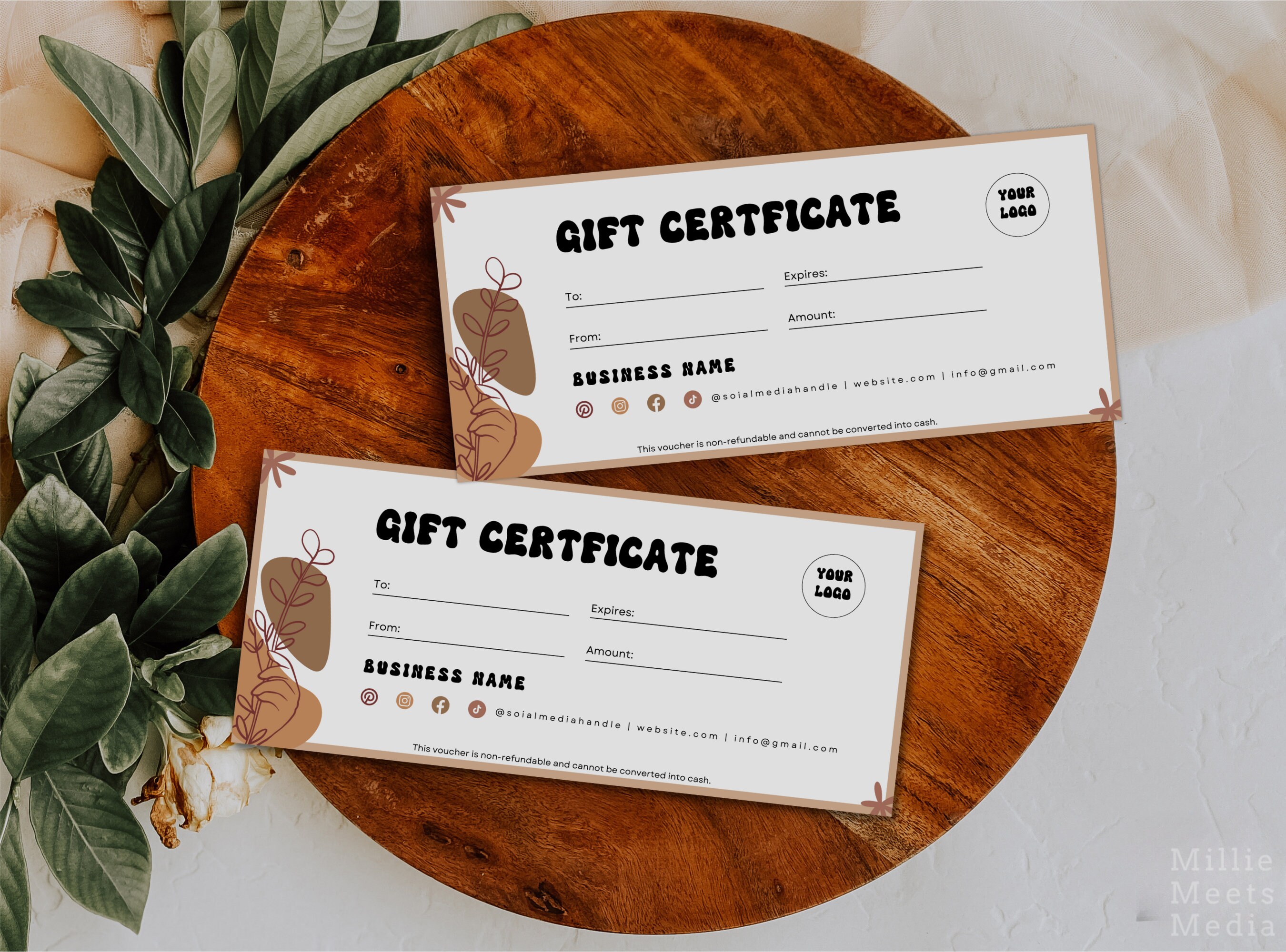 Retro Gift Certificate Template DIY Gift Voucher Canva Template Add ...