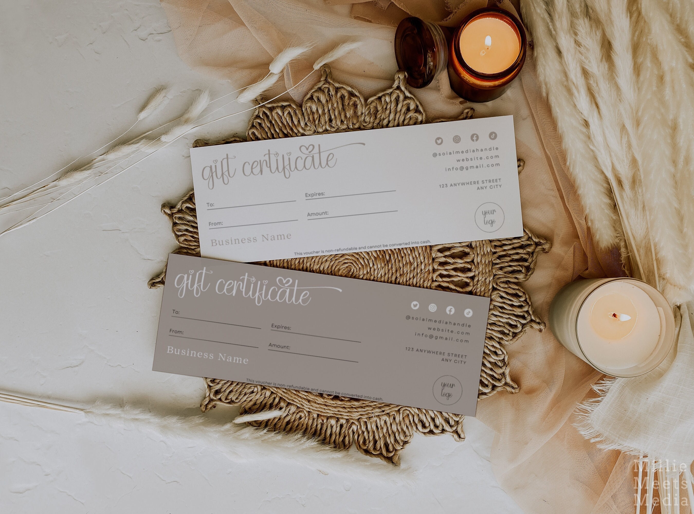 Boho Gift Certificate Template, Printable Gift Voucher, DIY Gift ...