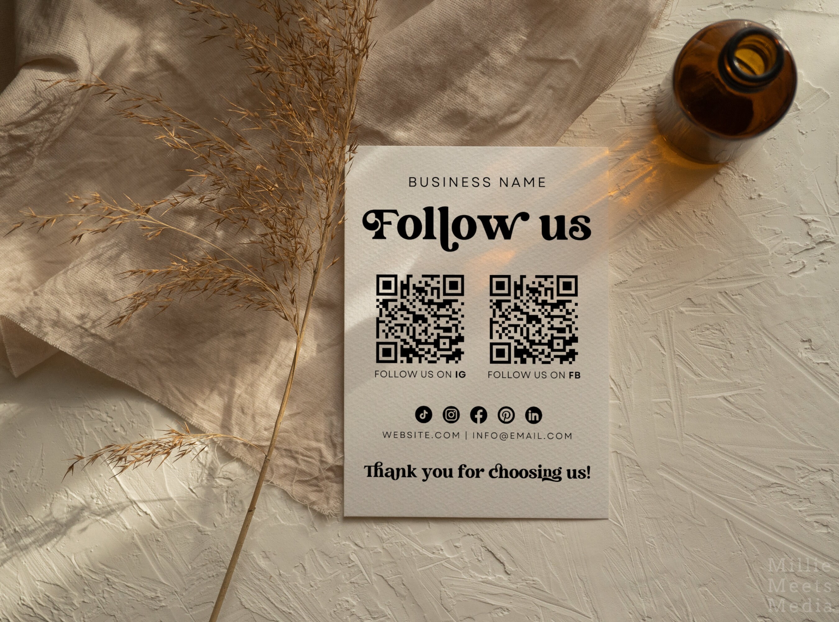 Retro Social Media Sign | Follow Us Sign Canva Template | QR Code Sign ...