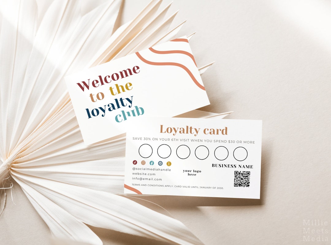 Retro Loyalty Card With QR Code | Discount Card Canva Template ...