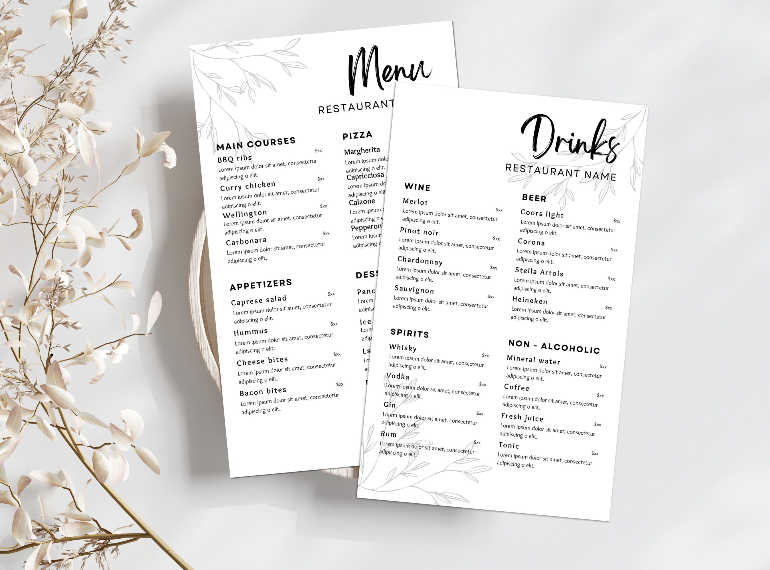 Modern Restaurant Menu Template/landscape Menu Template/editable Menu ...