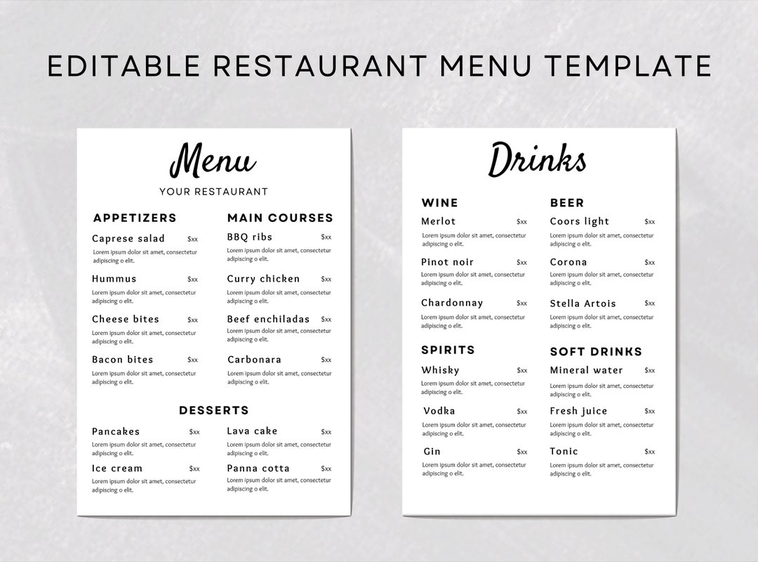 Modern Menu Template | Canva Restaurant Menu Template | Editable Menu ...