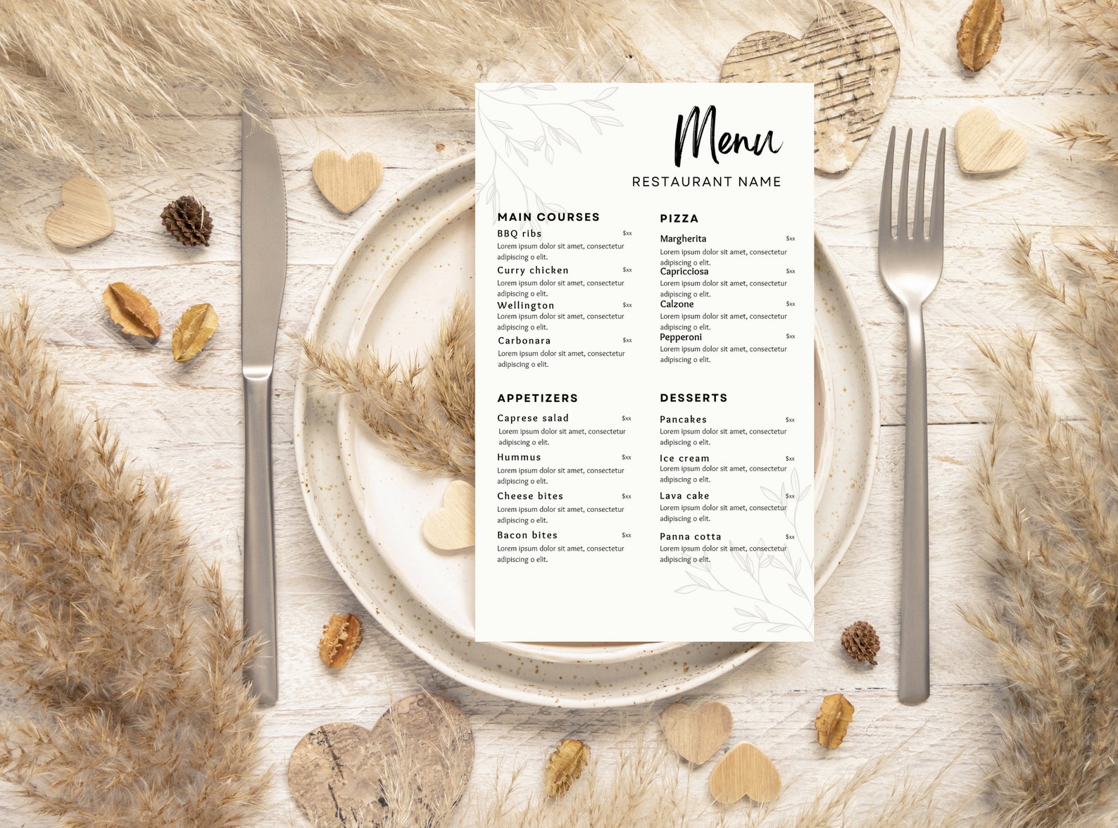 Modern Restaurant Menu Template/landscape Menu Template/editable Menu ...
