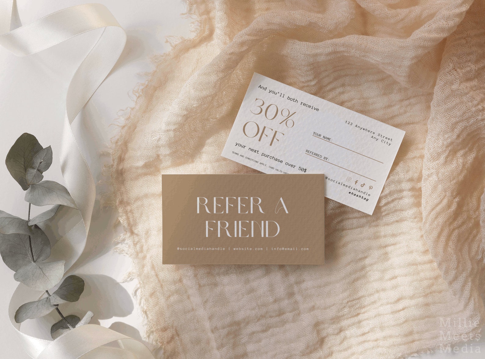Refer A Friend Card Canva Template | Editable Customer Reward Card ...