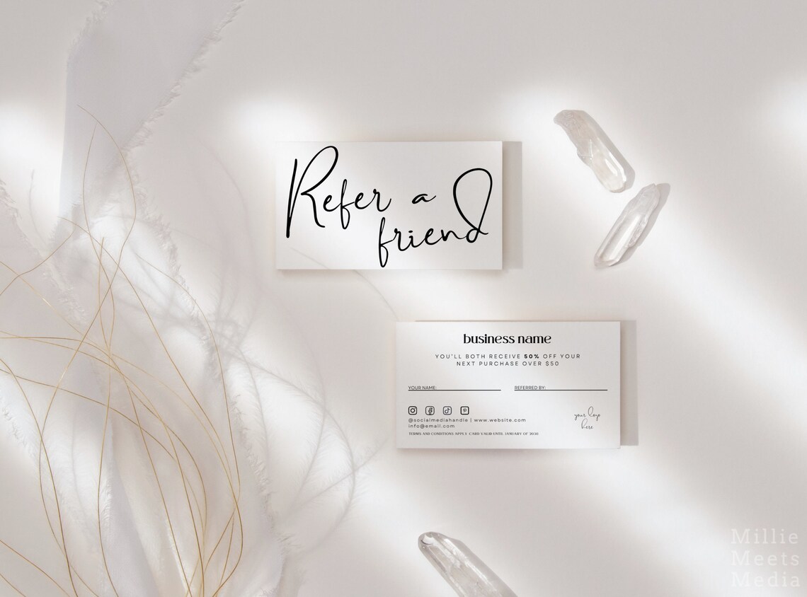 Refer A Friend Card Canva Template Printable Customer Reward Card ...