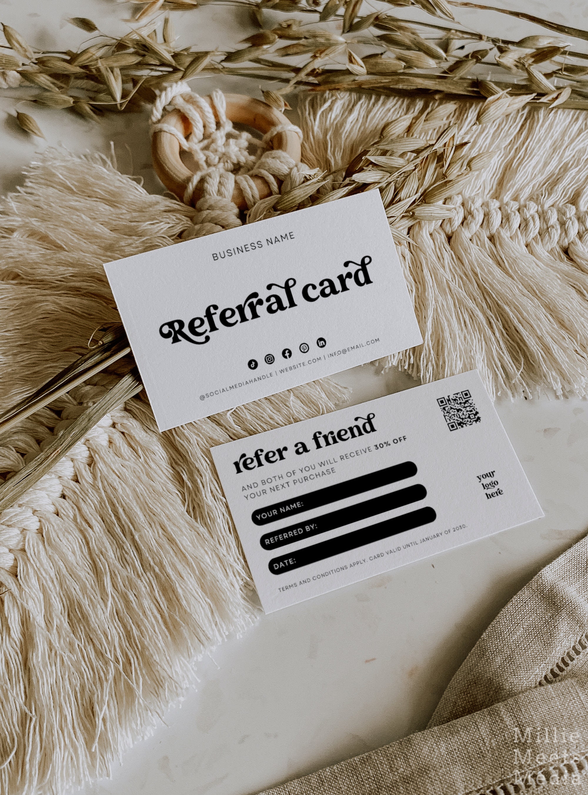 Retro Refer A Friend With QR Code Sign | Printable Discount Card ...