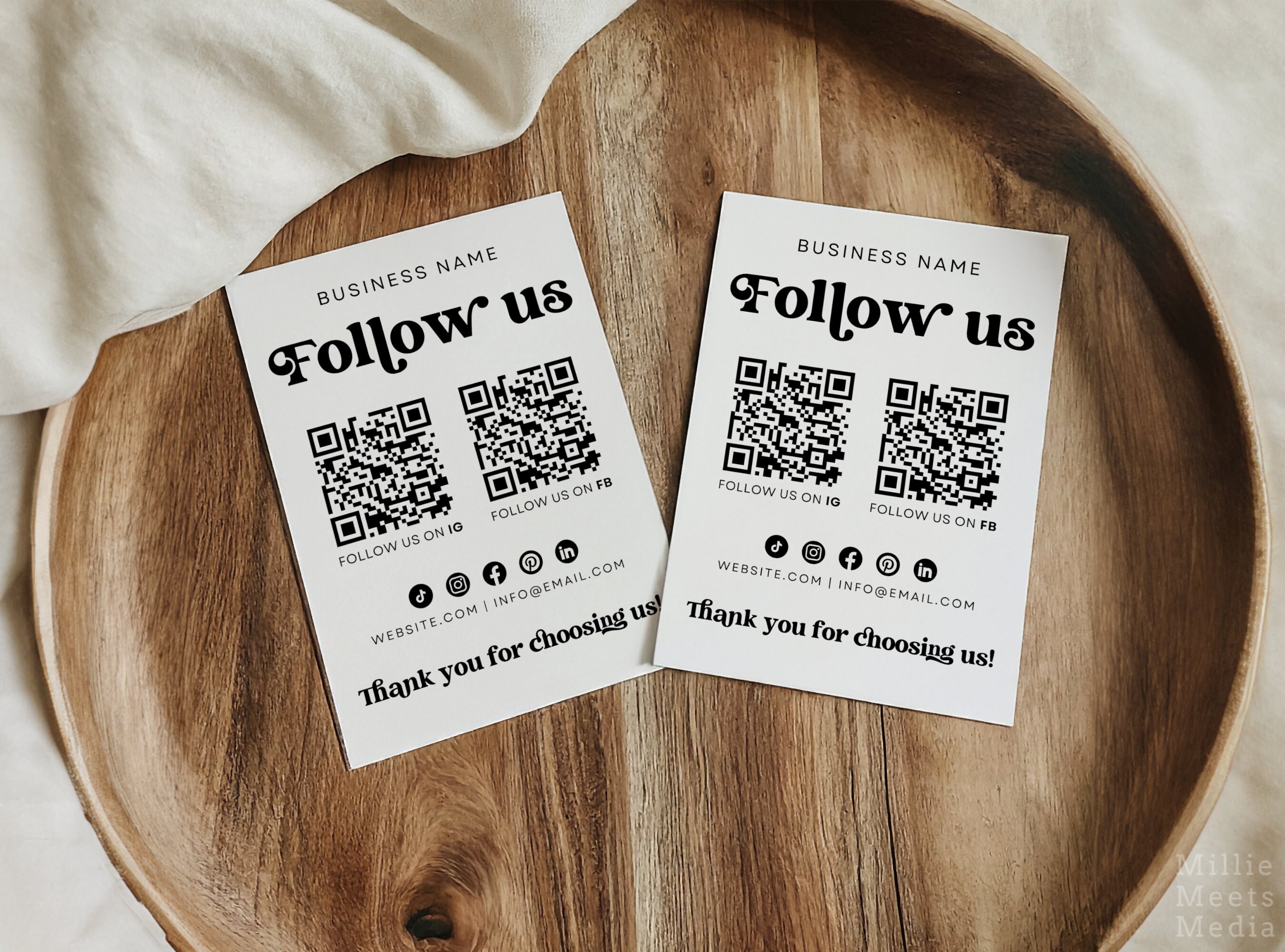 Retro Social Media Sign | Follow Us Sign Canva Template | QR Code Sign ...
