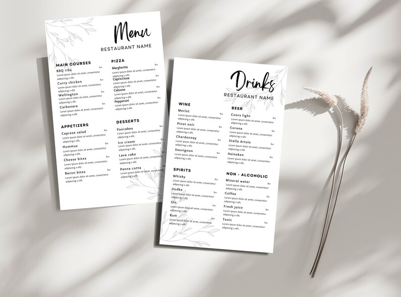 Modern Restaurant Menu Template/landscape Menu Template/editable Menu ...