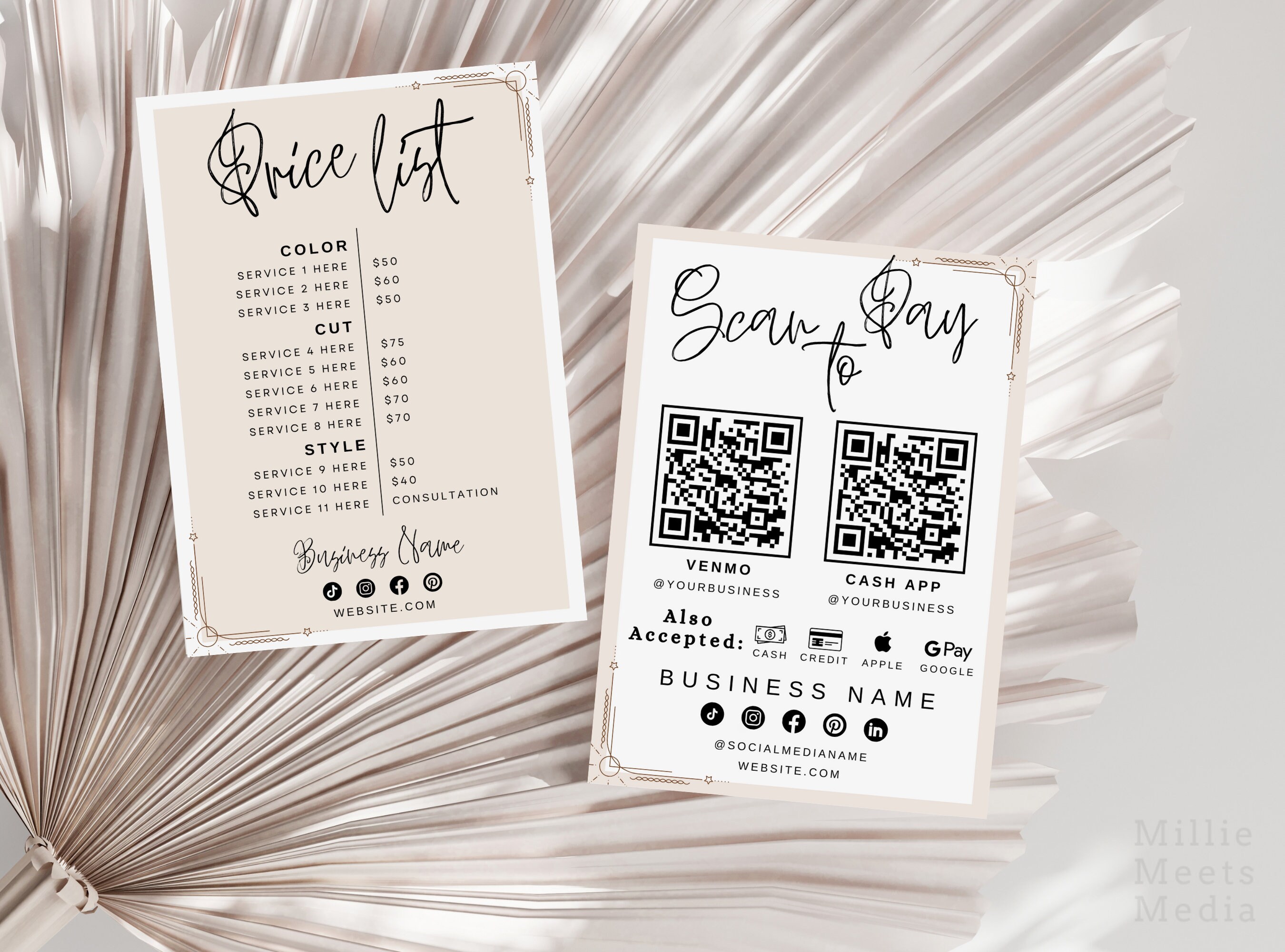 Hair Salon Price List Template & Scan to Pay Sign, QR Code Sign ...
