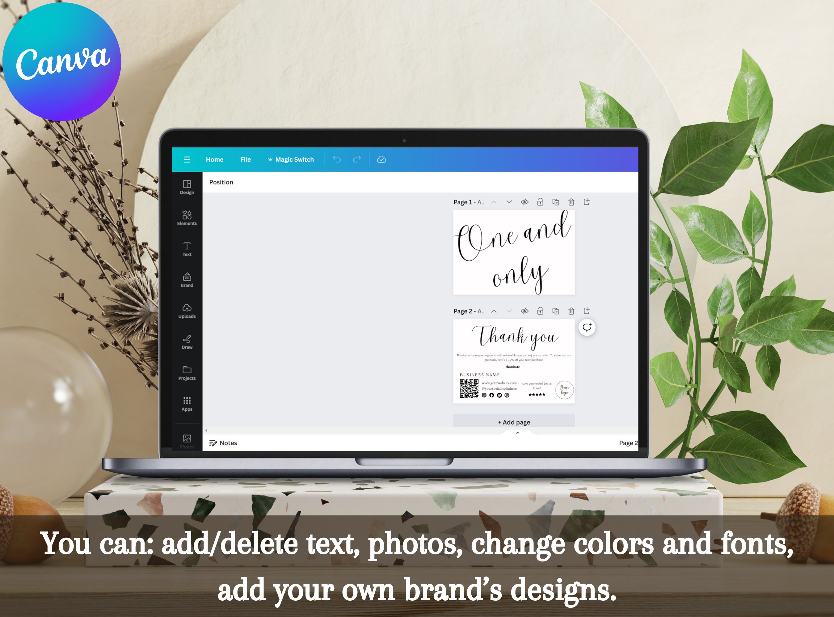 Canva Thank You Card Editable Template Thanks for Your Purchase Package ...
