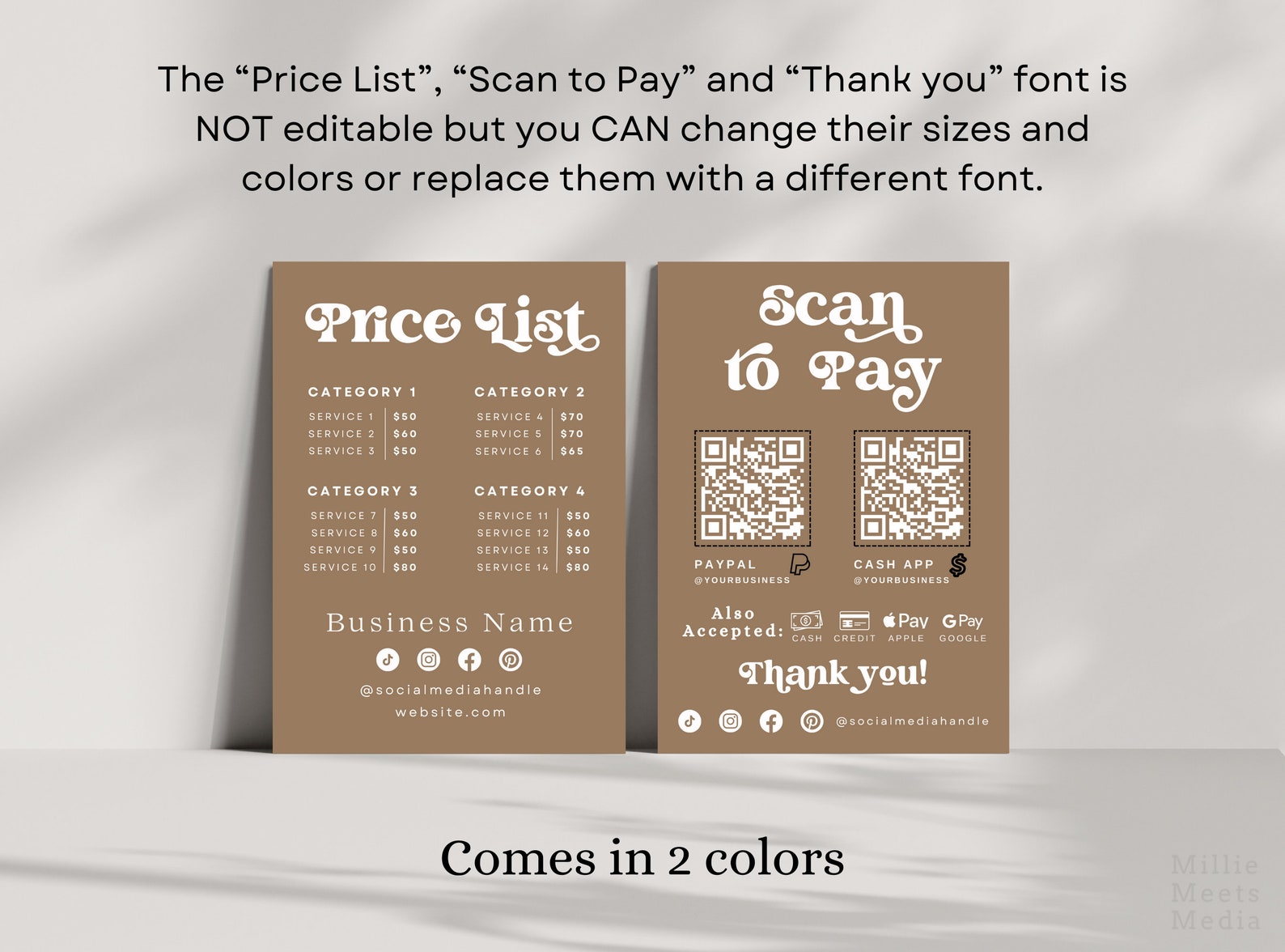 Retro Price List Template & Scan to Pay Sign, QR Code Sign, Editable ...