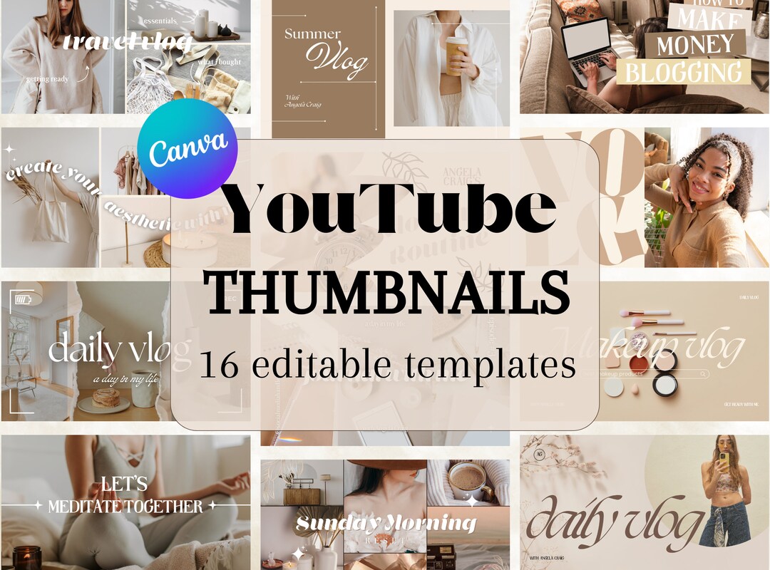 Youtube Thumbnail Templates | Fully Editable Youtube Branding Kit ...