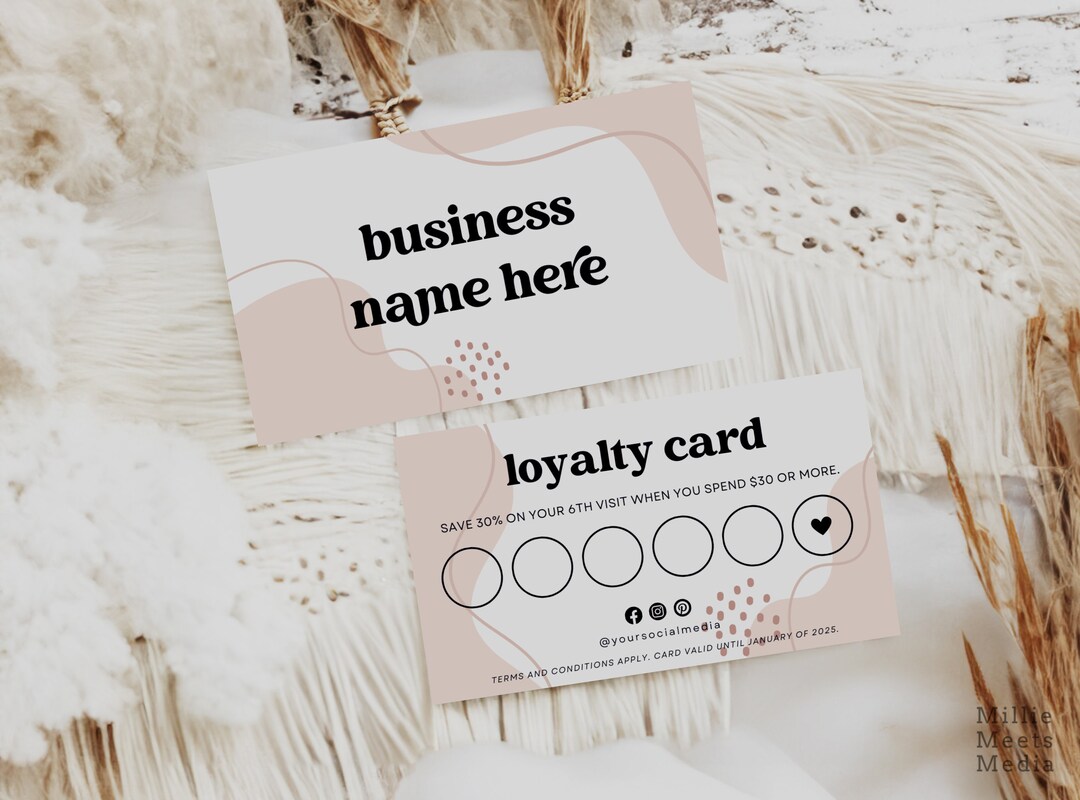 Boho Loyalty Card Template, Editable Customer Reward Card Canva ...