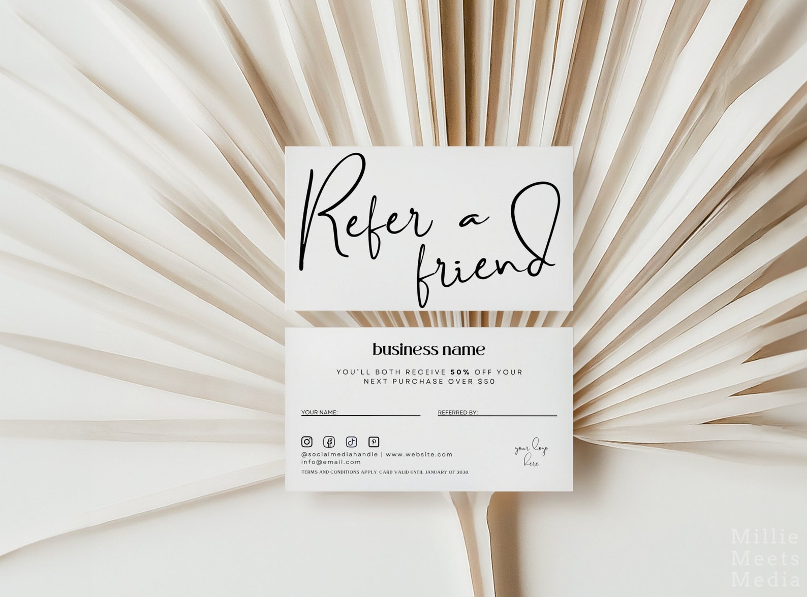 Refer A Friend Card Canva Template | Printable Customer Reward Card ...
