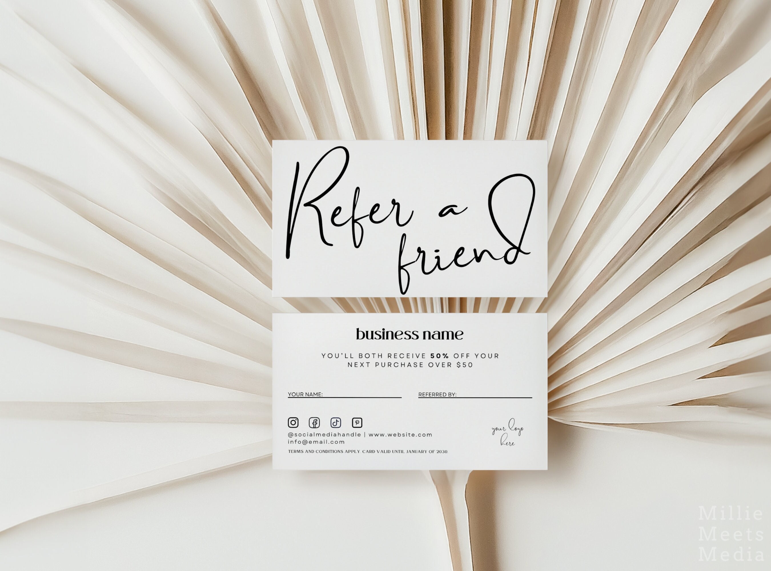 Refer A Friend Card Canva Template | Printable Customer Reward Card ...
