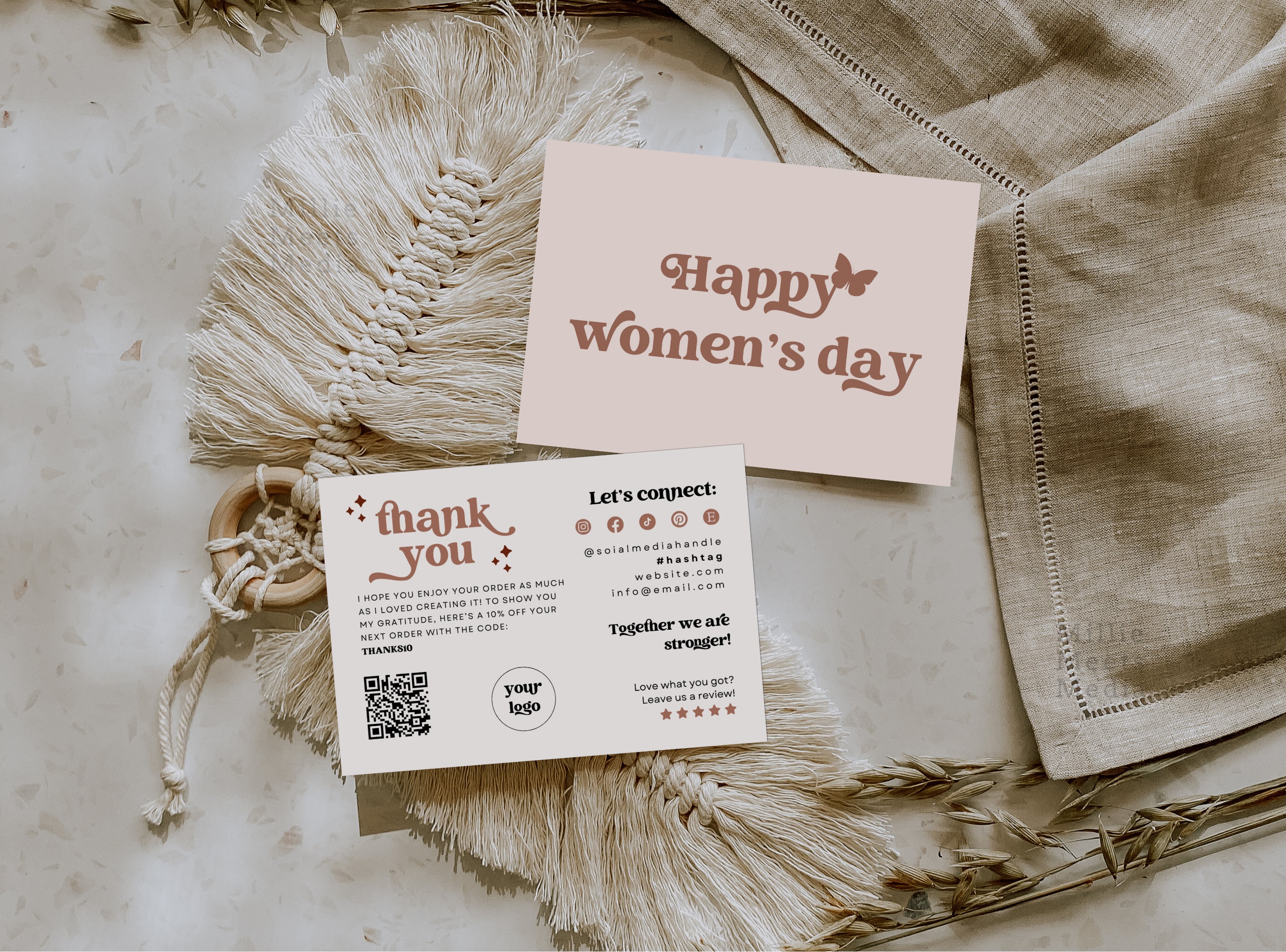 Women's Day Thank You Card Template, Thank You for Helping Me Grow ...