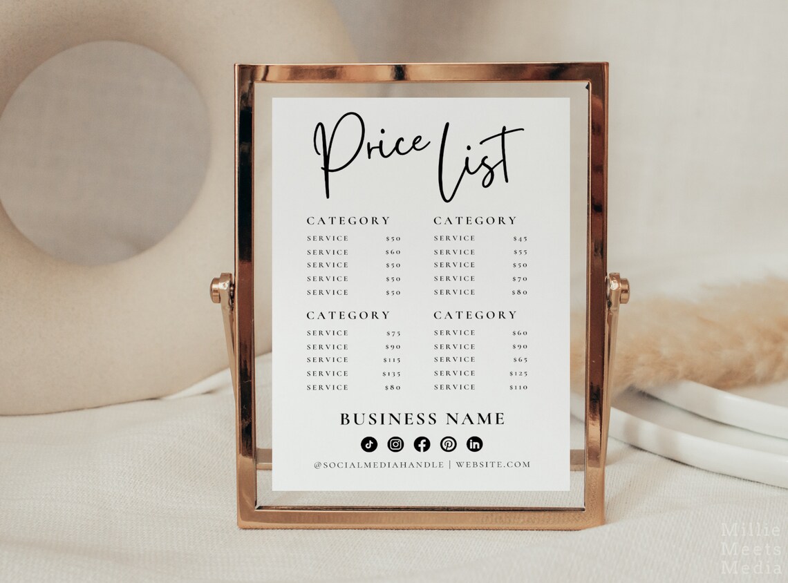 Price List Template & Scan to Pay Sign | Editable Price Guide | QR Code ...