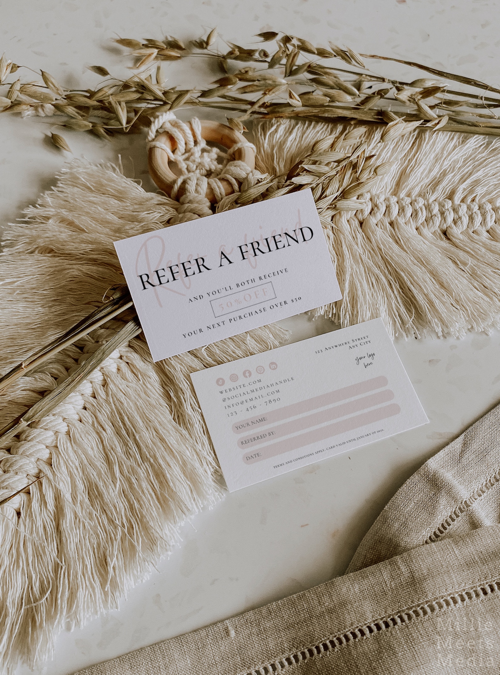 Modern Refer A Friend Card Canva Template | Discount Card | Editable ...