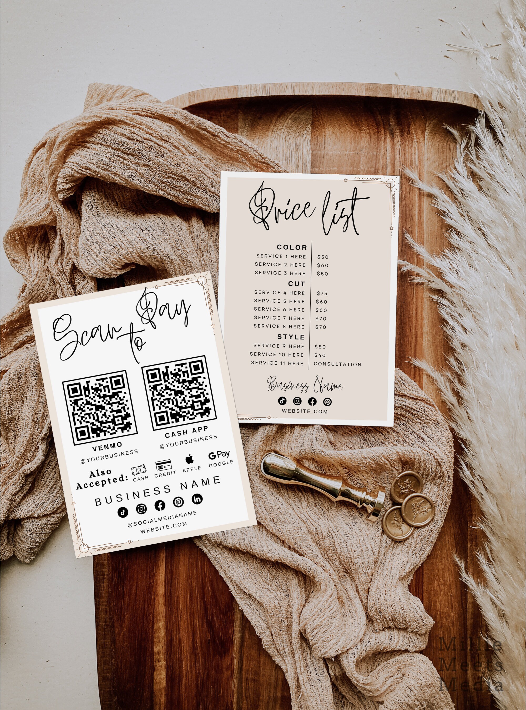Hair Salon Price List Template & Scan to Pay Sign, QR Code Sign ...
