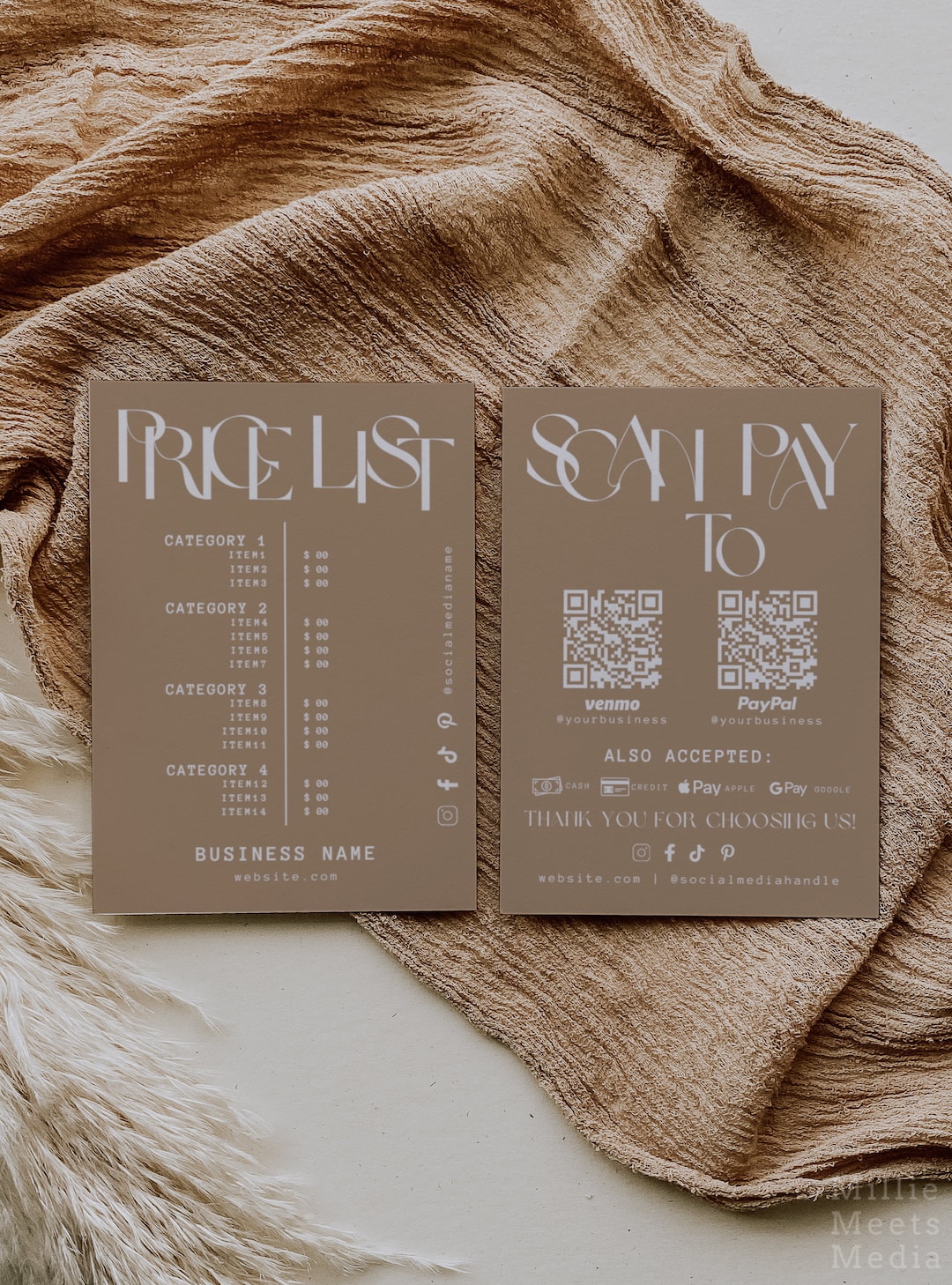 Price List Template & Scan to Pay Sign | QR Code Sign | Editable Price ...