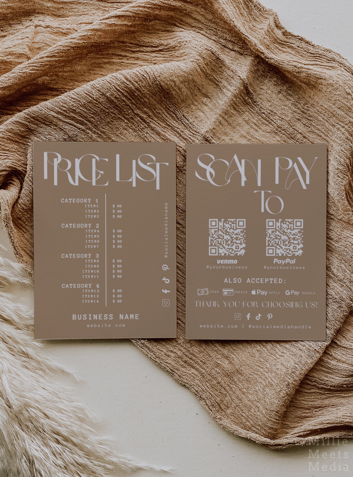 Price List Template & Scan to Pay Sign | QR Code Sign | Editable Price ...