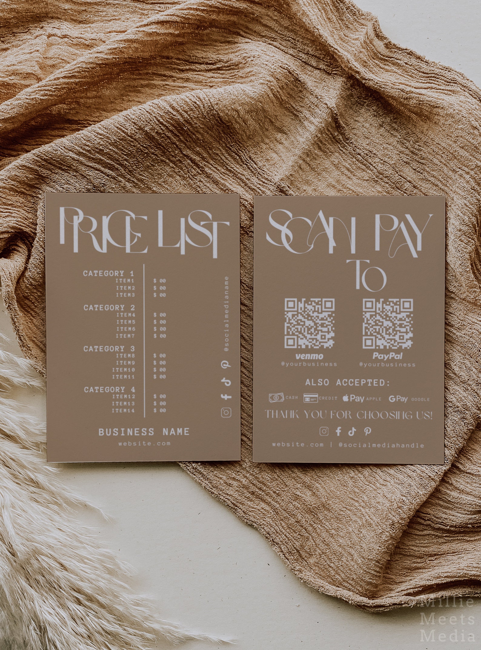 Price List Template & Scan to Pay Sign | QR Code Sign | Editable Price ...