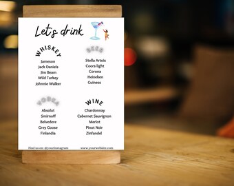 Editable Bar Menu Template - Etsy