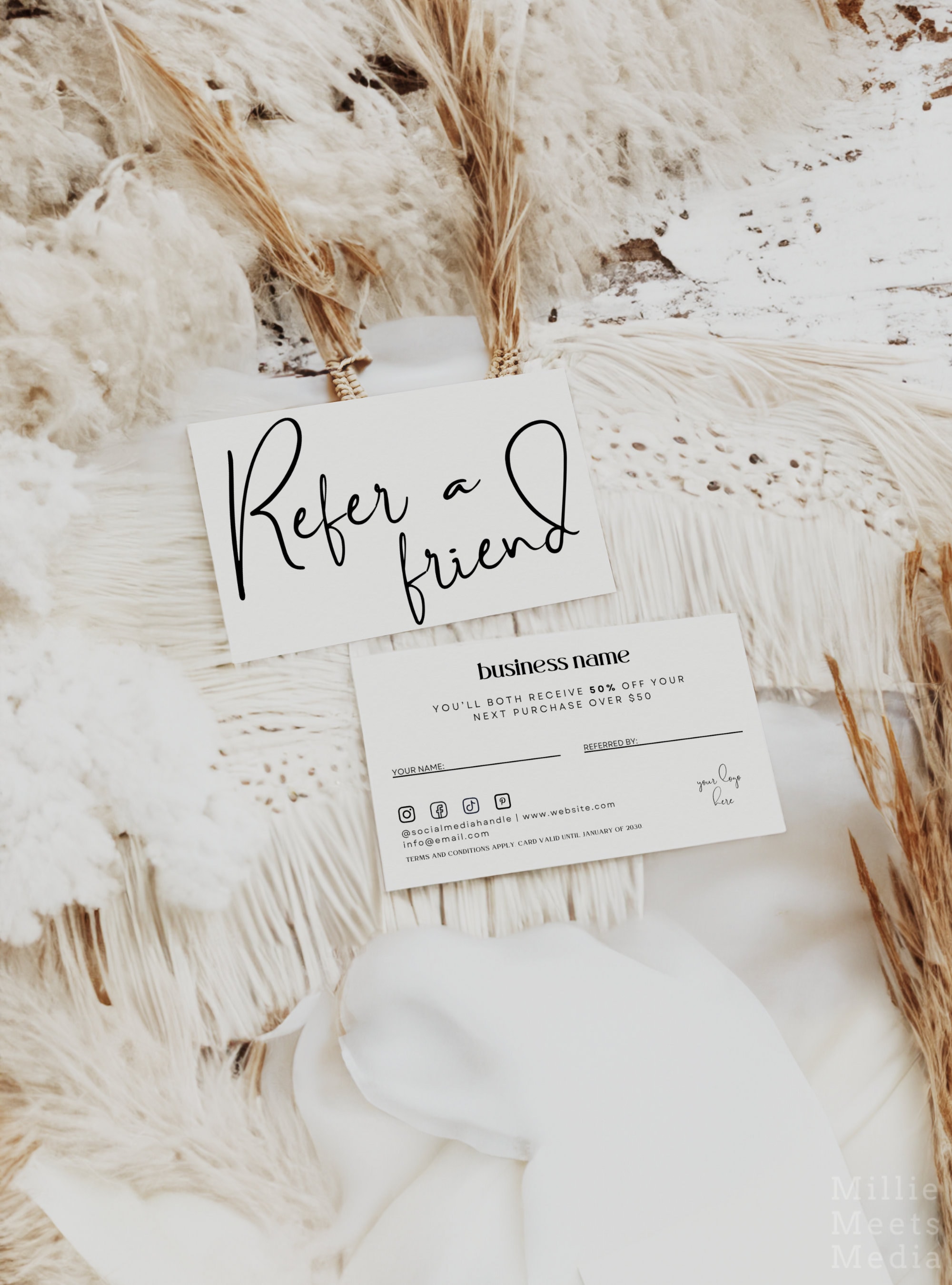 Refer A Friend Card Canva Template | Printable Customer Reward Card ...