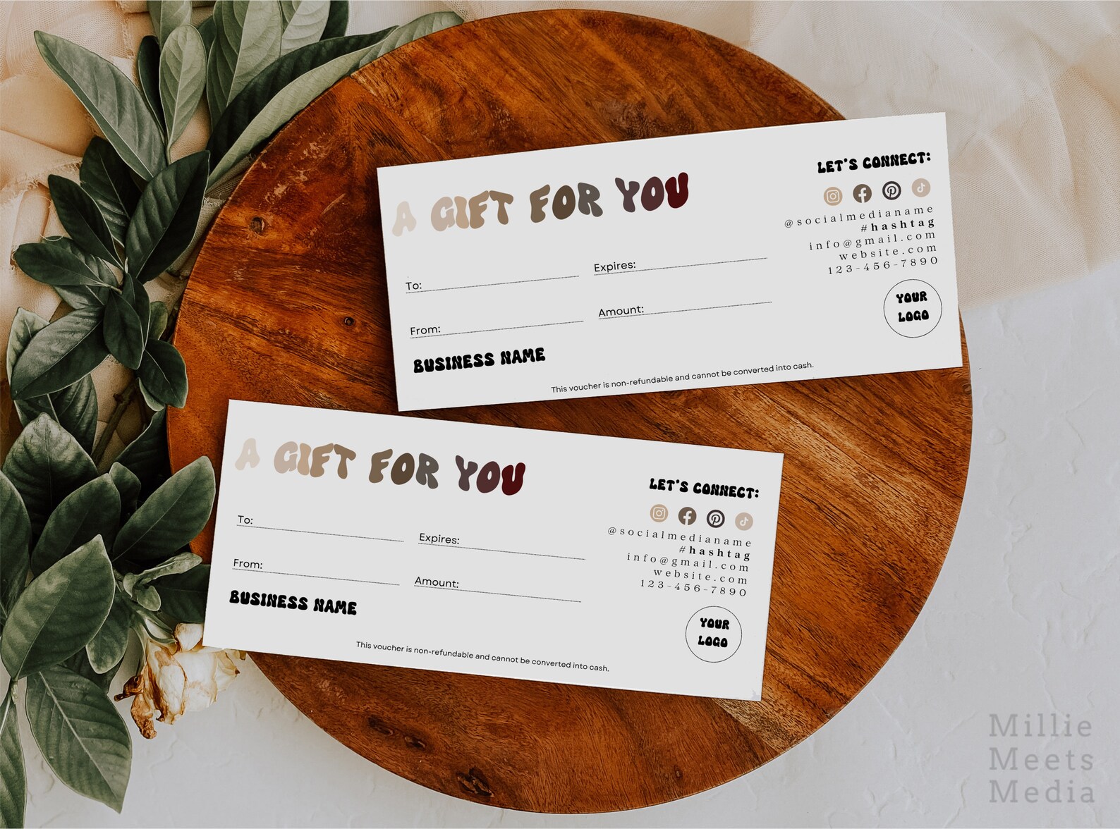 Retro Gift Certificate Template, Add Logo Printable Gift Voucher, DIY ...