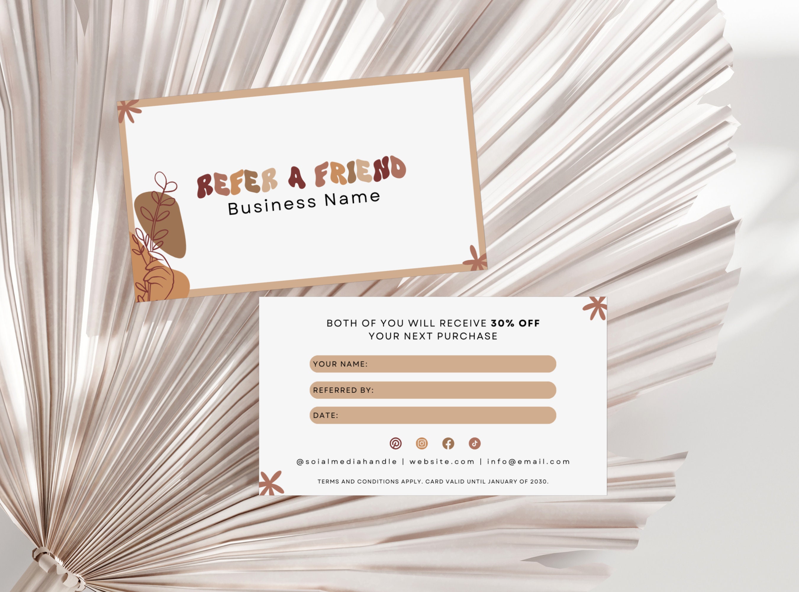 Retro Refer A Friend Card Canva Template | Customer Reward Card ...
