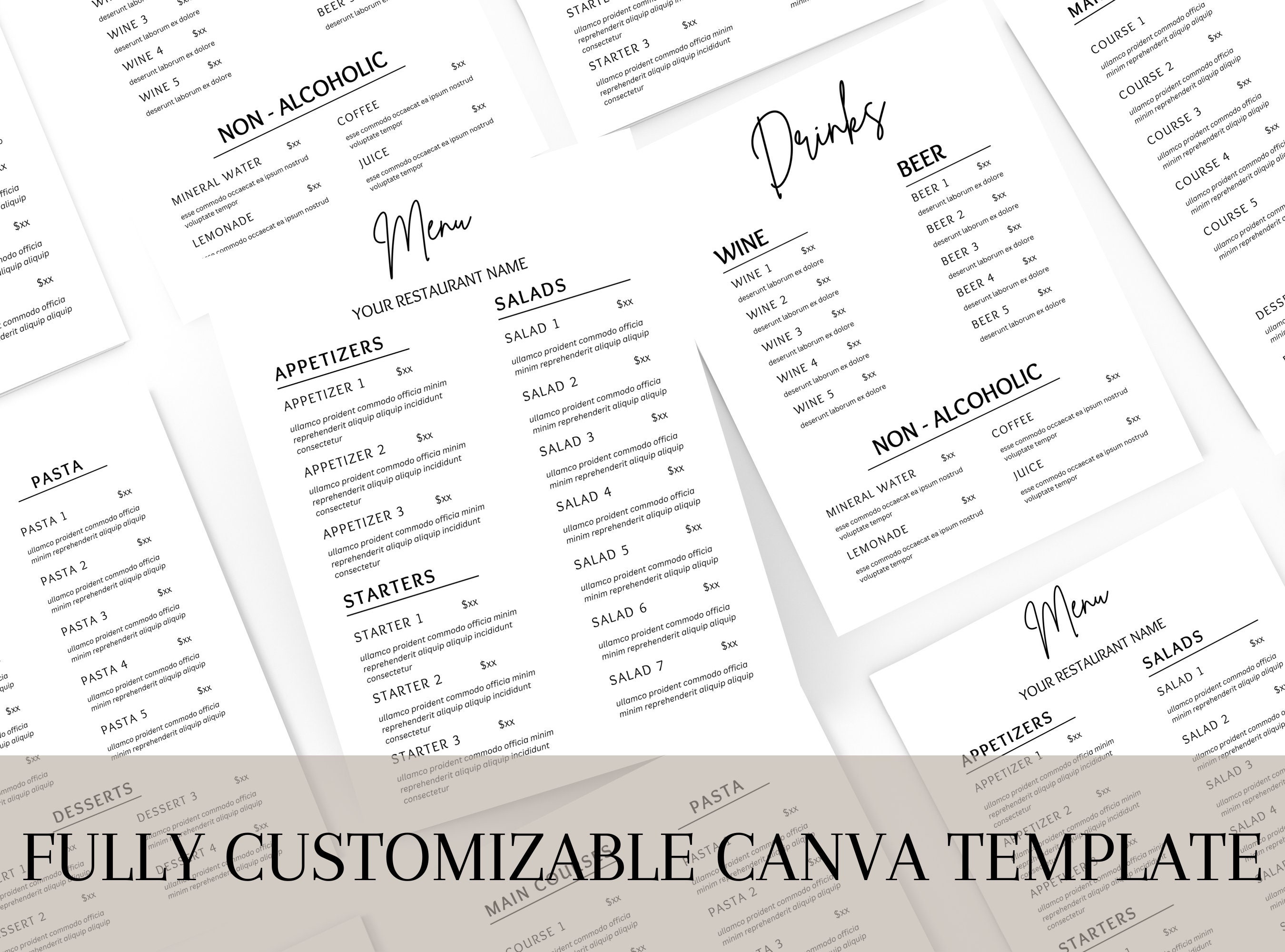 Printable Restaurant Menu Template Editable Template Price List ...