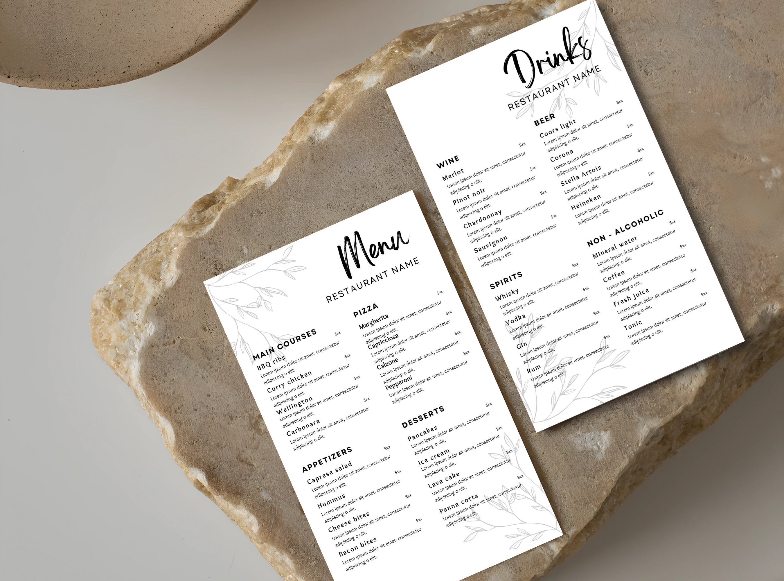 Modern Restaurant Menu Template/landscape Menu Template/editable Menu ...
