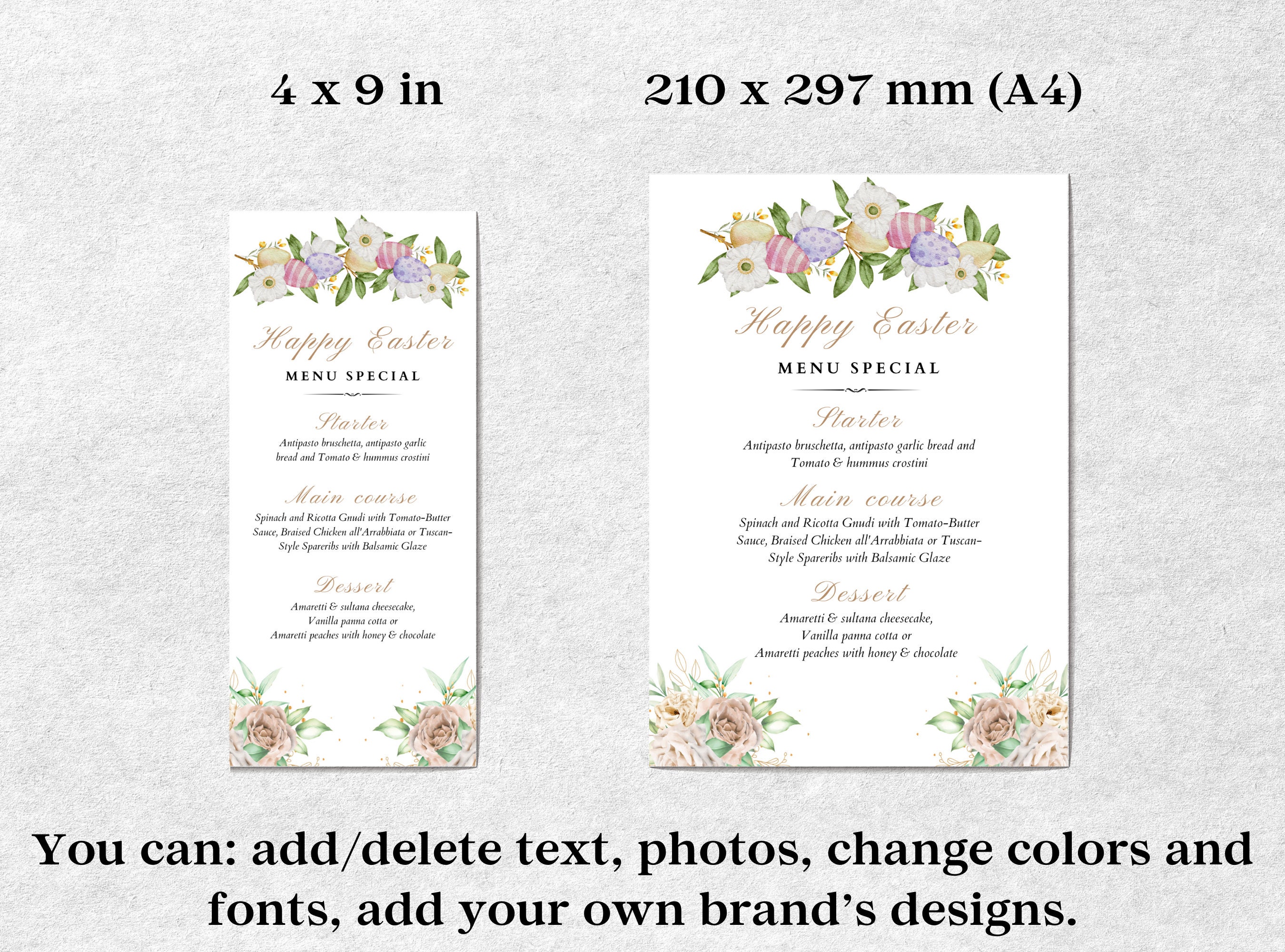 Easter Menu Cards | Editable Food Menu Template for Easter | Floral ...