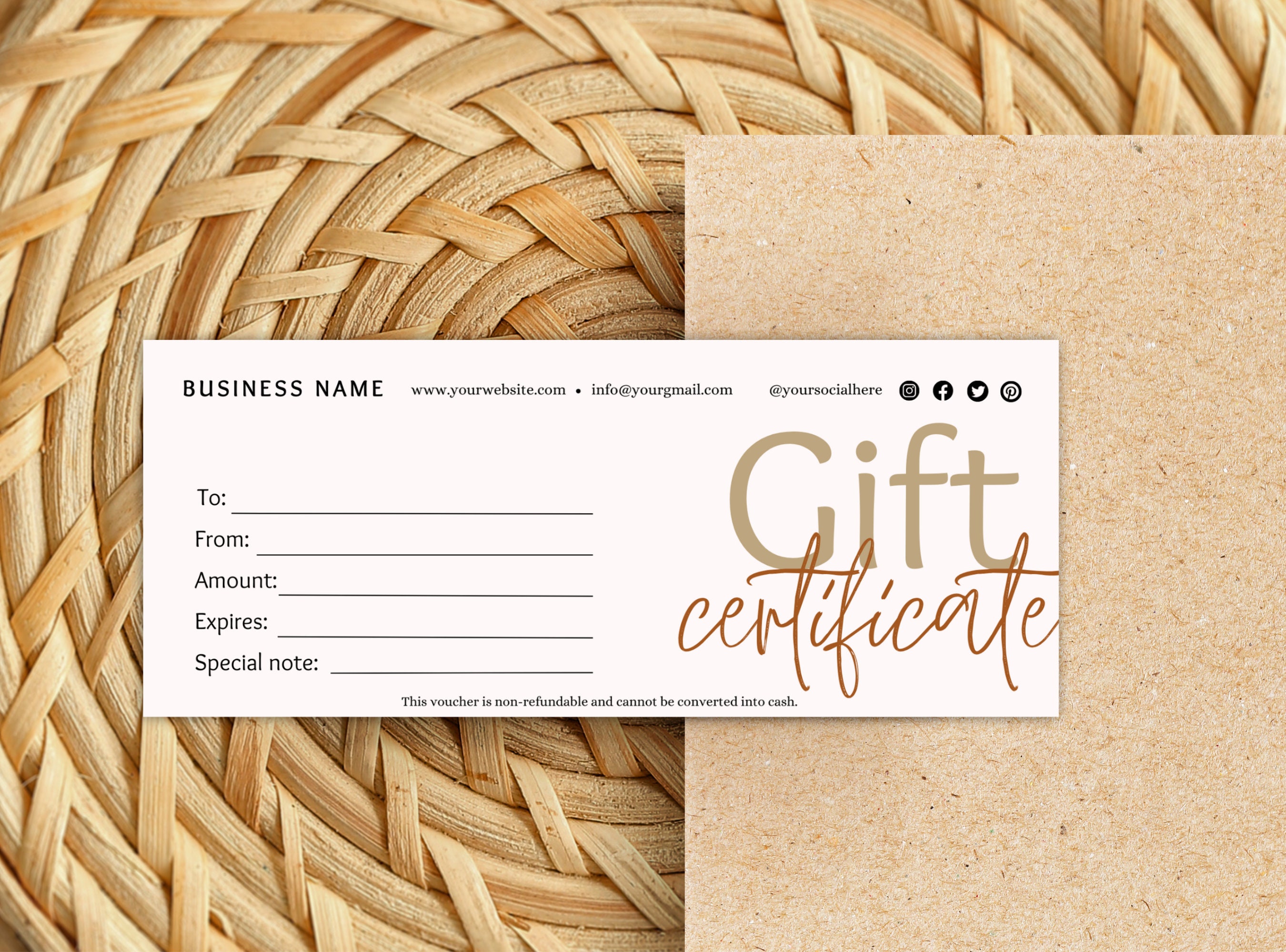 Gif Certificate Card Template, Printable and Editable Gift Certificate ...