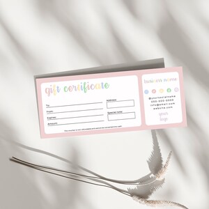 Colorful Gift Certificate Template | Add Logo Printable Gift Voucher ...