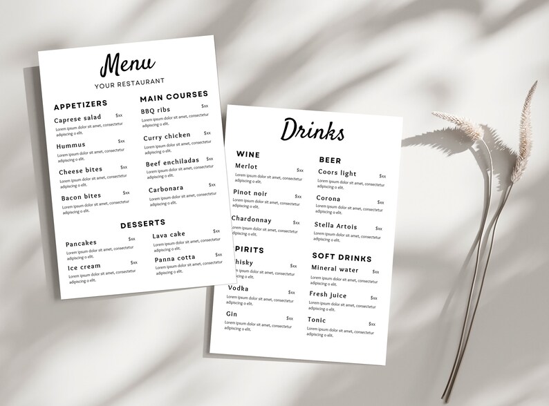 Modern Menu Template | Canva Restaurant Menu Template | Editable Menu ...