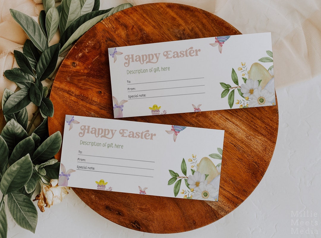 Happy Easter Gift Certificate Template | Editable Gift Coupon | Spring ...