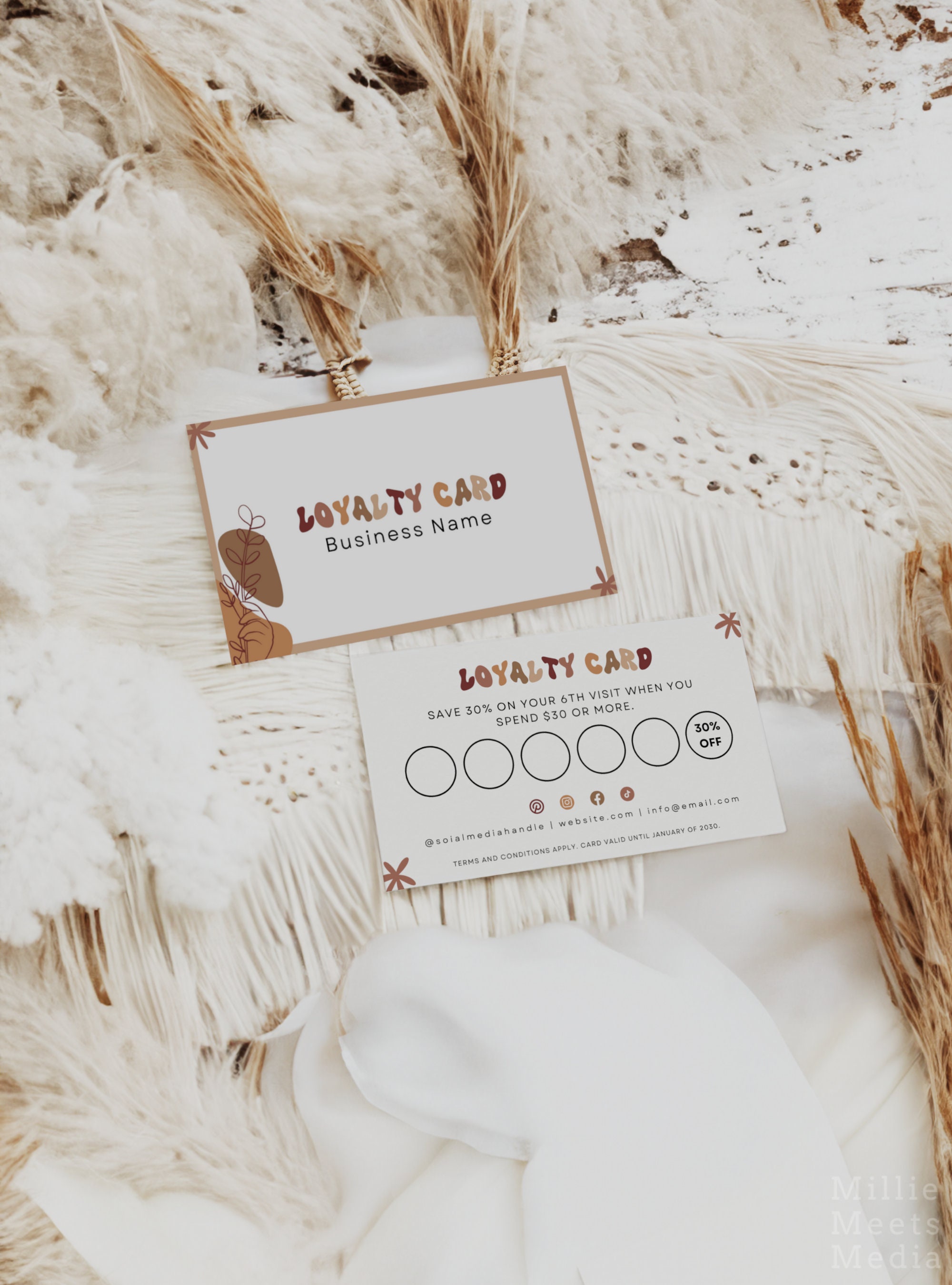 Retro Loyalty Card Canva Template | Editable Customer Reward Card ...