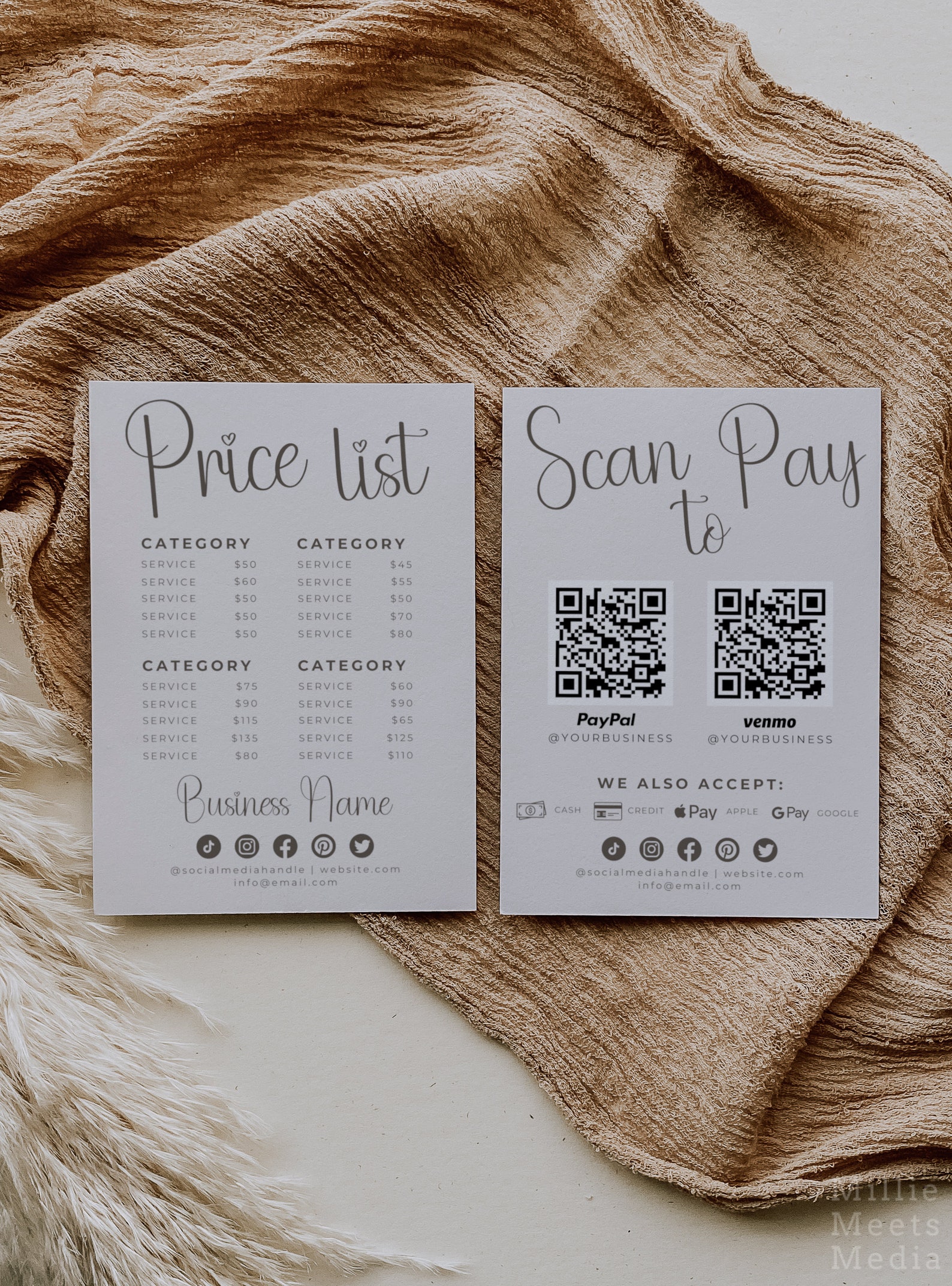 Price List Template & Scan to Pay Sign | Editable Price List Flyer and ...