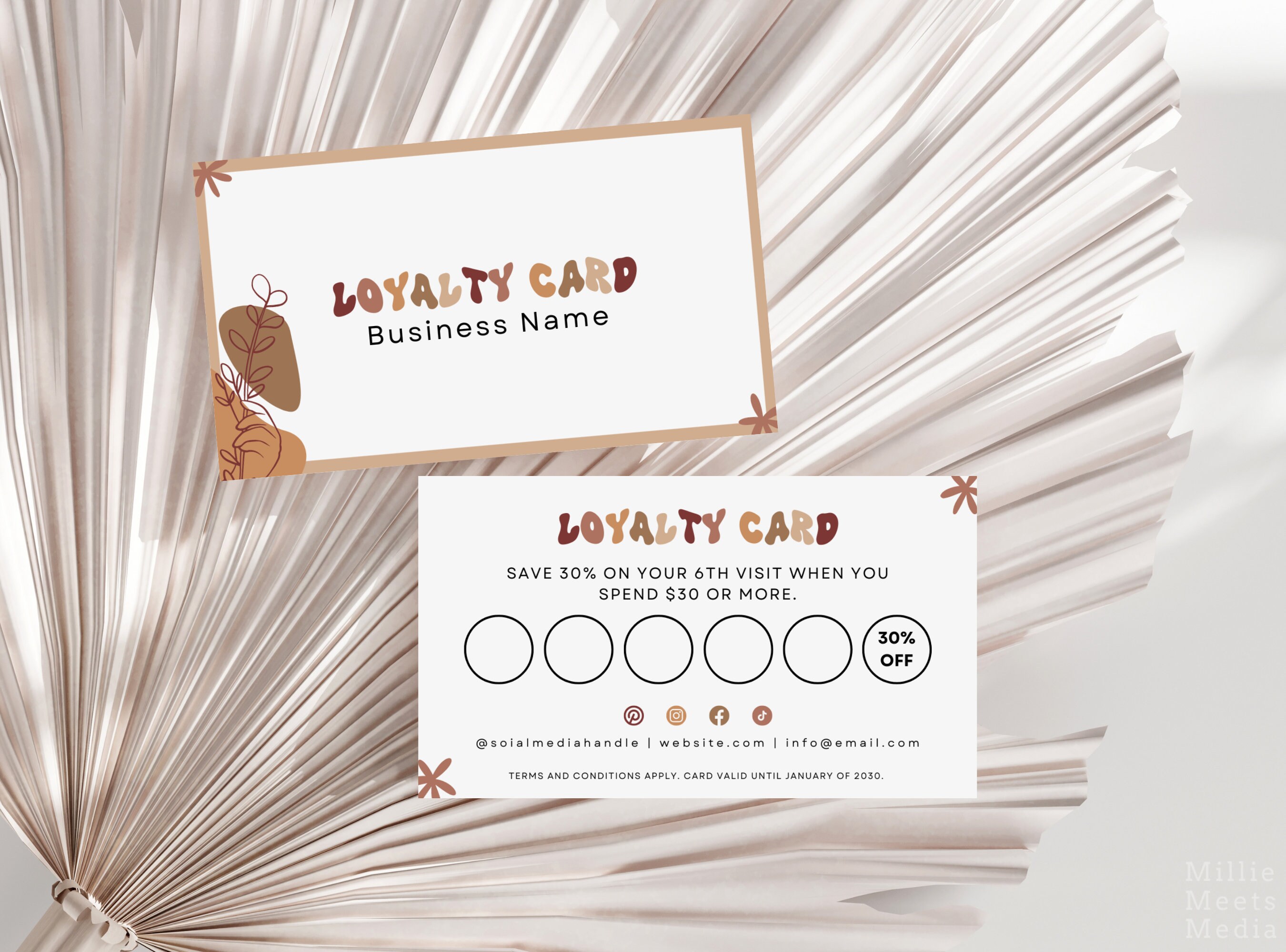 Retro Loyalty Card Canva Template | Editable Customer Reward Card ...