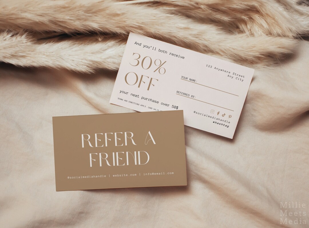 Refer A Friend Card Canva Template | Editable Customer Reward Card ...