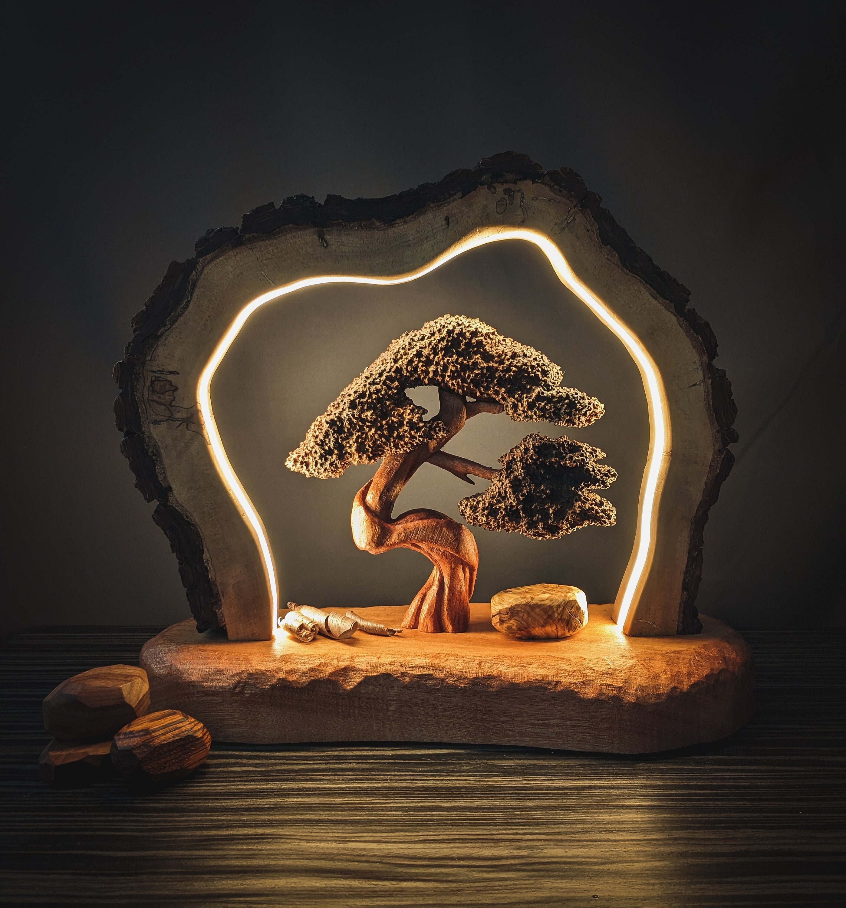 Unique Handcrafted Wooden Lamp With Custom Carving Inside | Steam ...