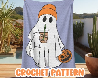 Crochet Halloween Ghost Graphgan Pattern, Corner to Corner Afghan ...