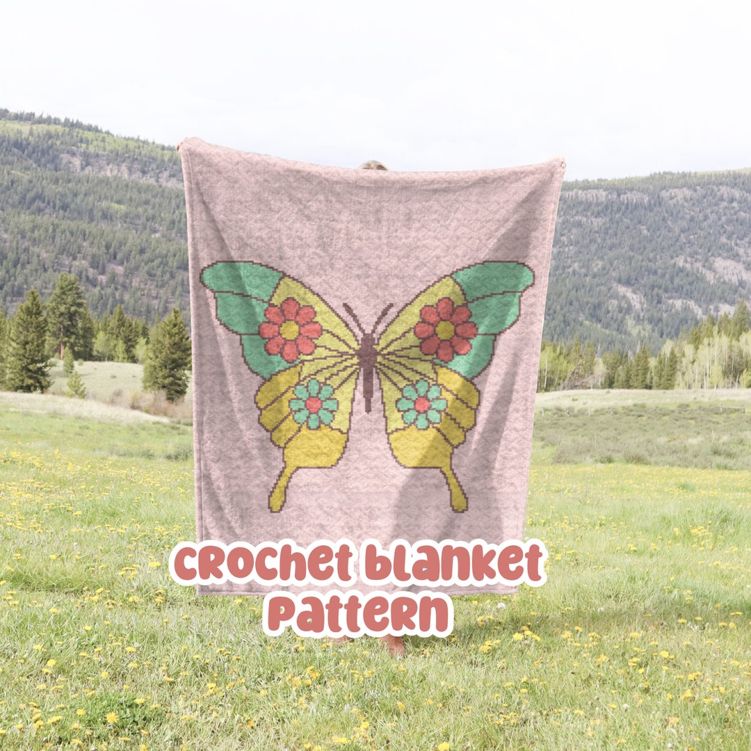 Crochet Butterfly Graphgan Pattern, Floral Corner to Corner Blanket ...