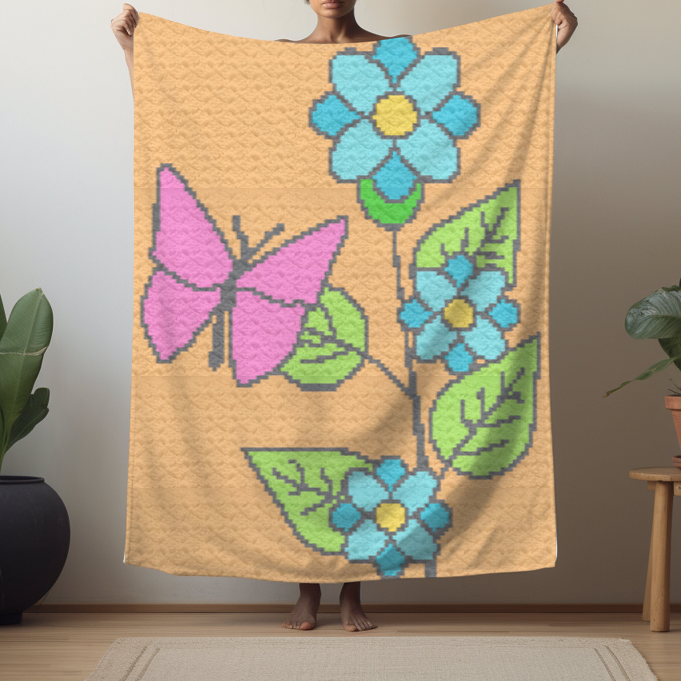 Crochet Butterfly Graphgan Pattern, Floral Flower Corner to Corner ...