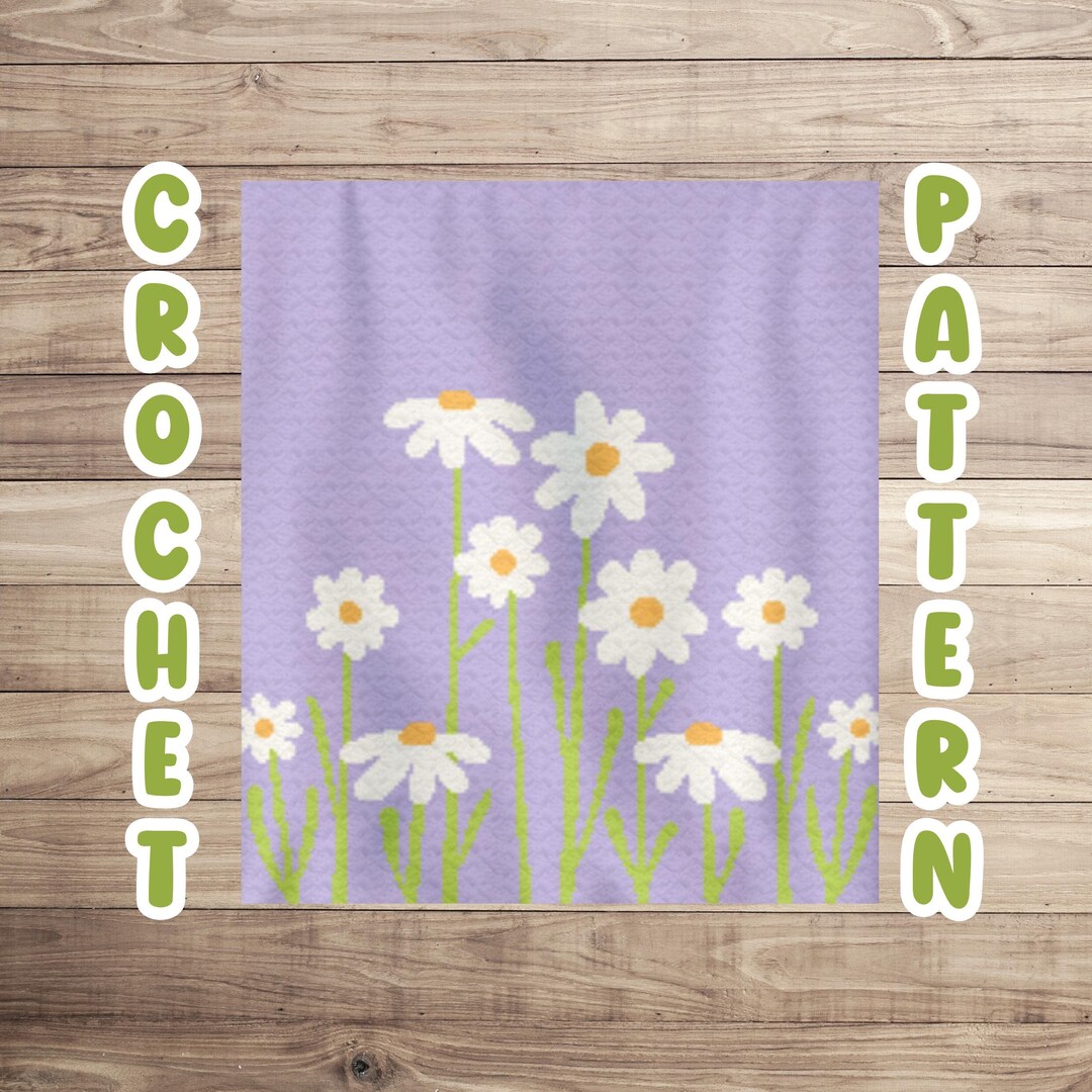 Crochet Floral Graphgan Pattern, Sunflower Daisy Wildflower Corner to ...