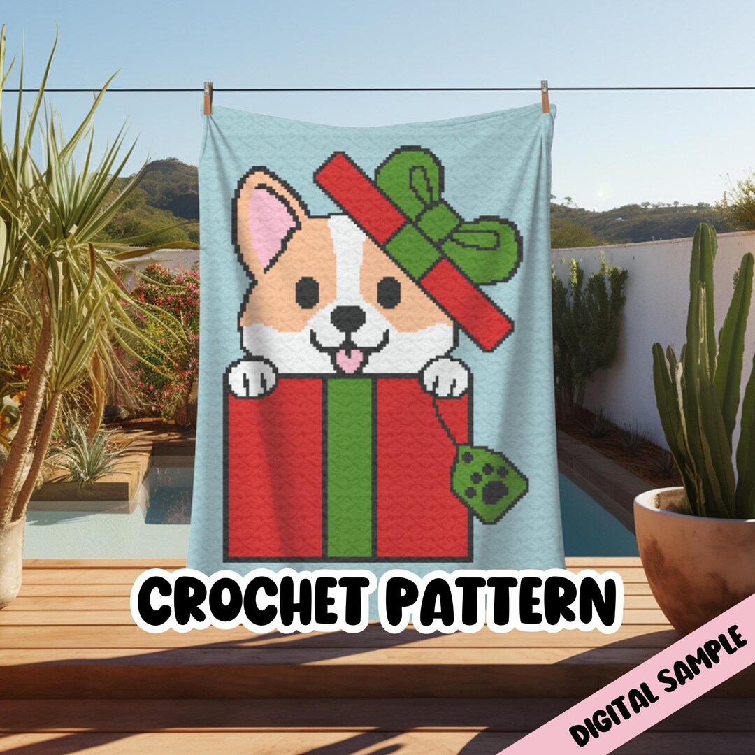 Crochet Christmas Graphgan Pattern, Cute Corgi Butt Corner to Corner ...